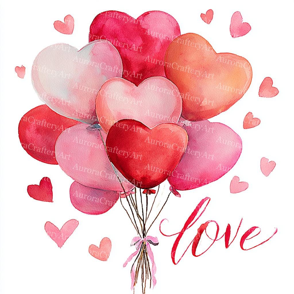 13 Valentine Day Balloons Clipart, Coquette Heart Balloons, Printable ...