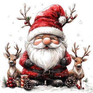 15 Festive Gnome Clipart, Christmas Gnome Clipart, Christmas Card ...