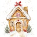 12 Gingerbread House Clipart, Gold Christmas, Watercolor Christmas Card ...