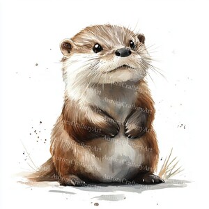 19 Otter Clipart, Animal Clipart Bundle, Printable Watercolor Clipart ...