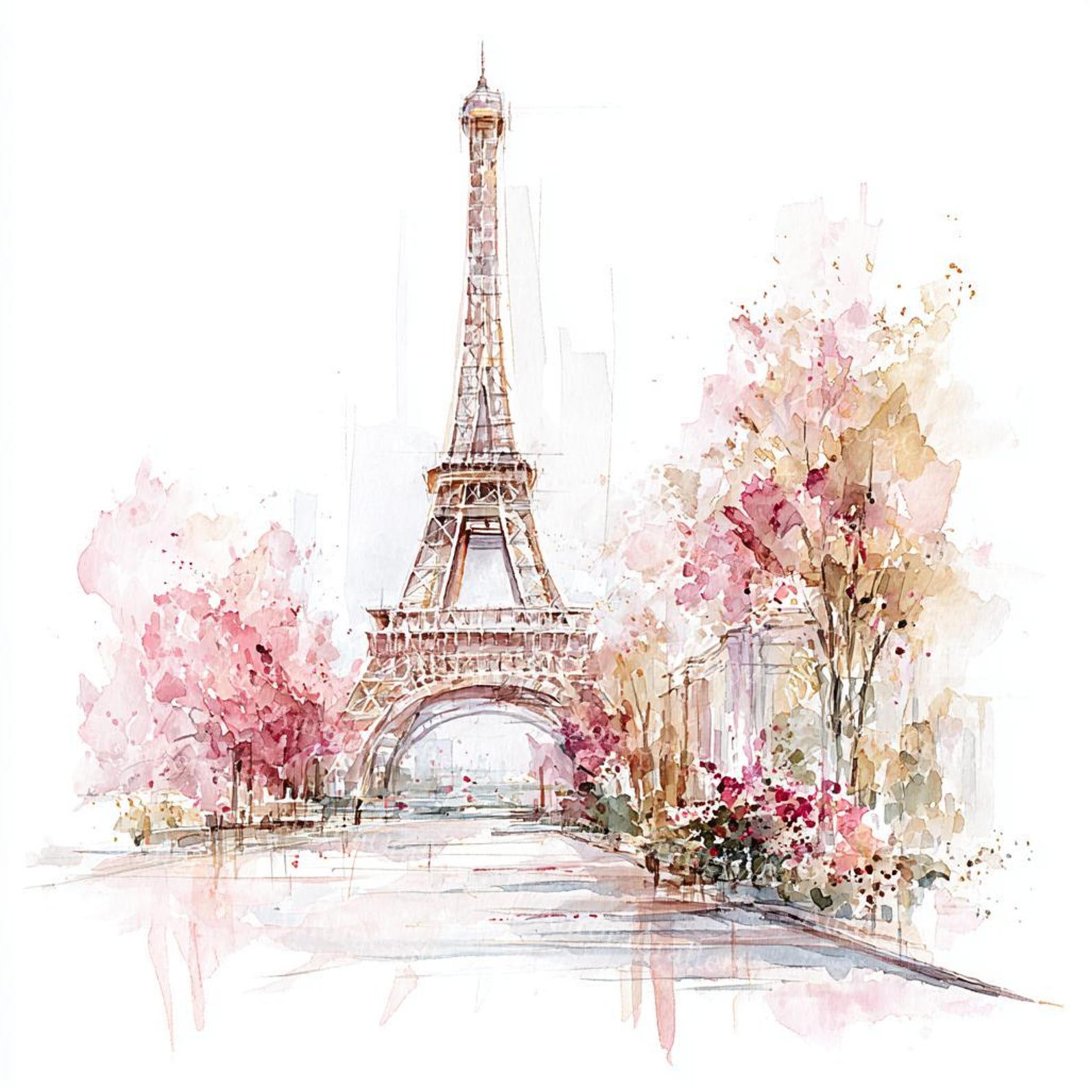 12 Cute Paris Clipart, Parisian Tourism, Paris Travel Art, Watercolor ...