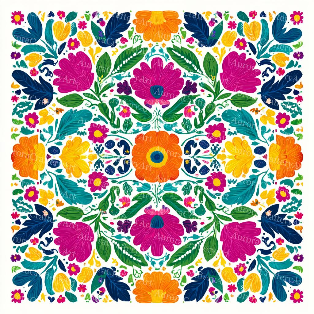 24 Mexican Fiesta Flowers Clipart, Vibrant Watercolor Otomi Floral ...