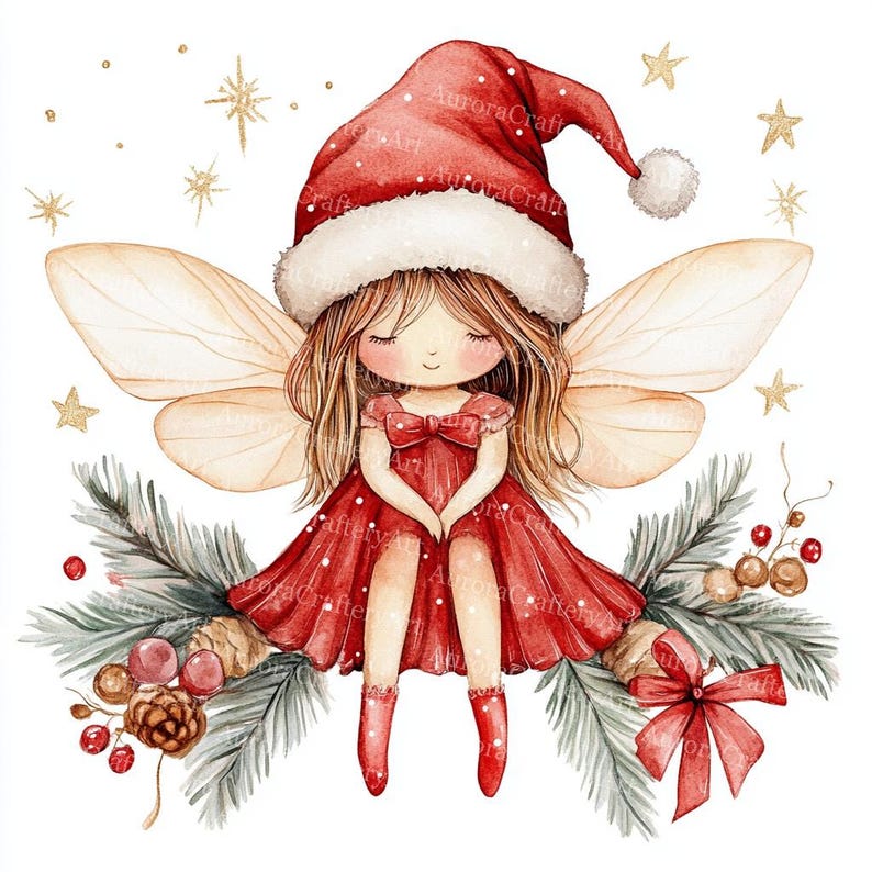 24 Christmas Fairy Clipart, Christmas Clipart, Christmas Card, High ...