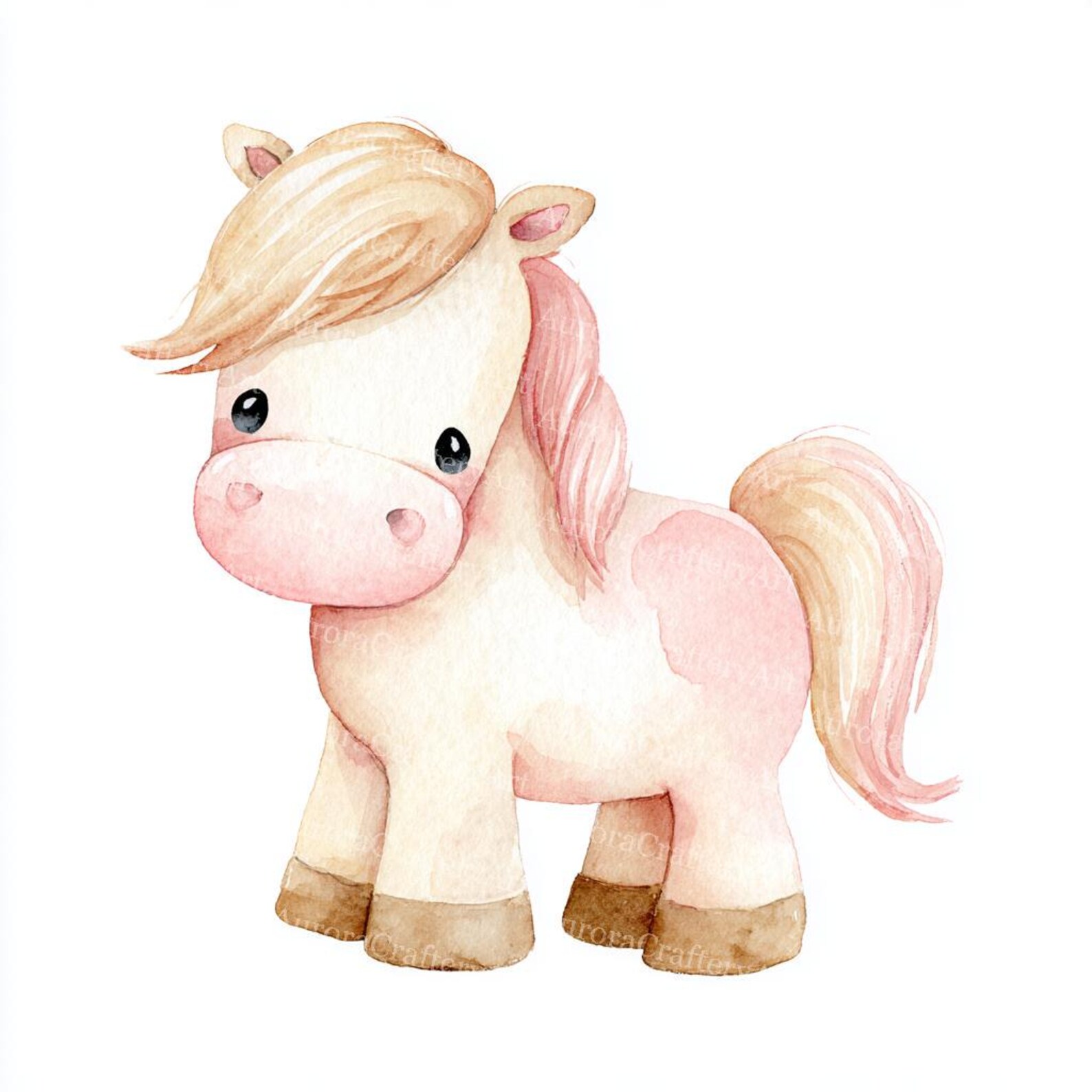 18 Farm Animals Clipart: Watercolor Horse, Pig, Cow, Duck (digital ...