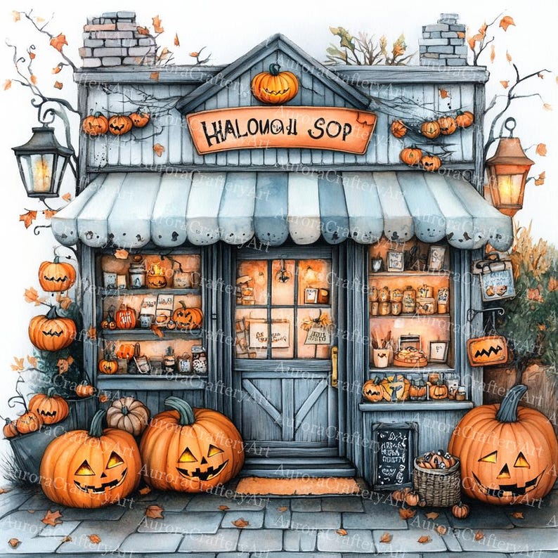 21 Halloween Shop Clipart, Card Making, Fantasy, Whimsical, Printable ...