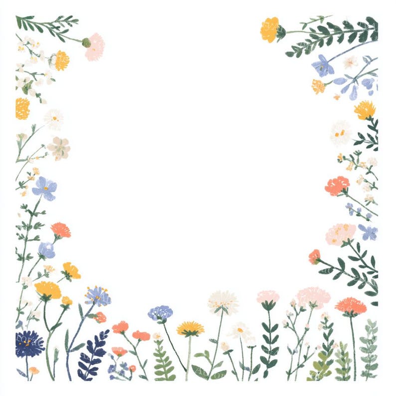 18 Cute Floral Frames Clipart, Spring Florals Frame Borders, Wildflower ...