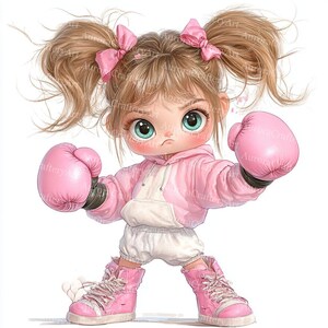 18 Quirky Boxing Girl Clipart, Whimsical Girl, Cute Pink Girl ...
