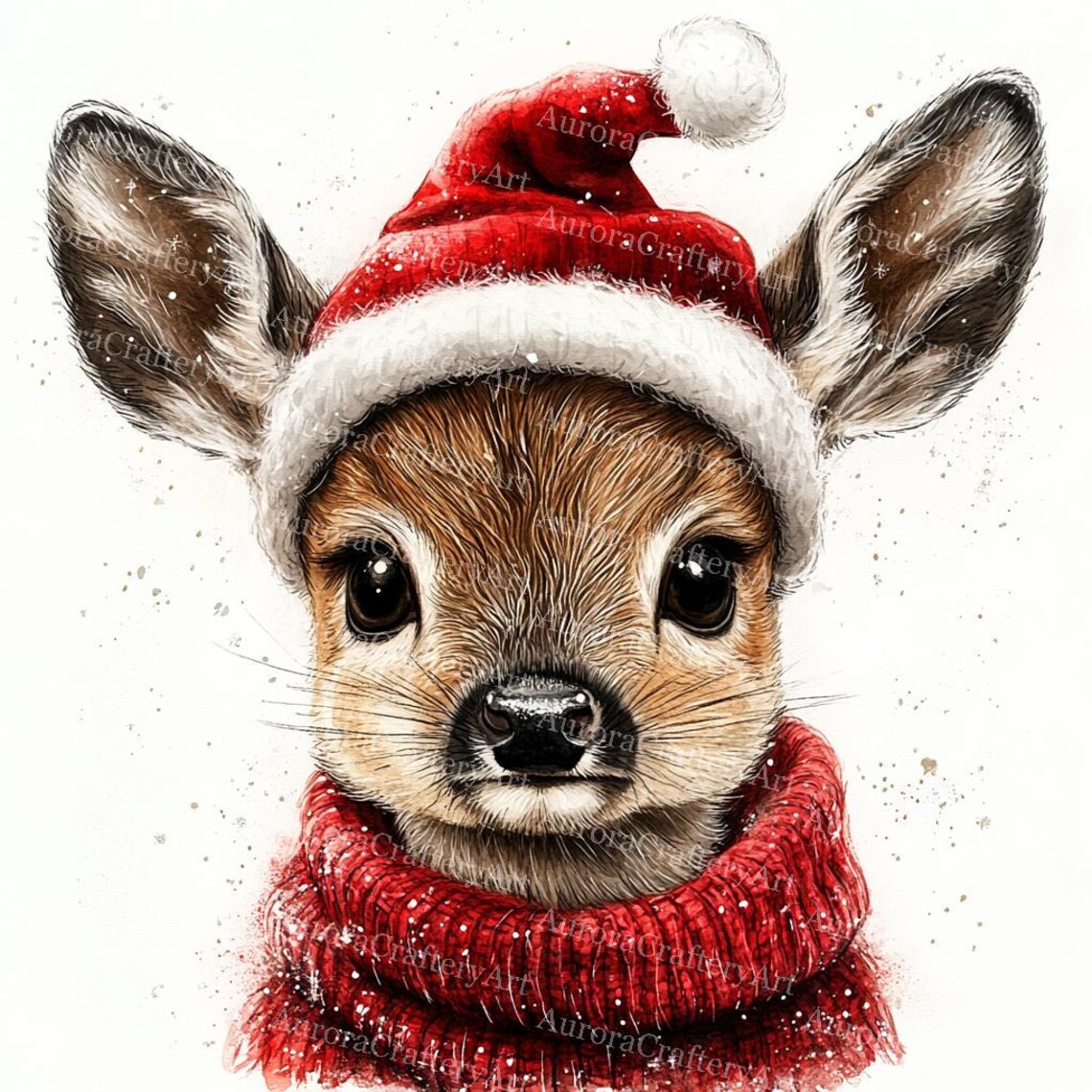13 Cute Deer With Santa Hat Clipart, Baby Fawn, Cute Deer Nursery ...