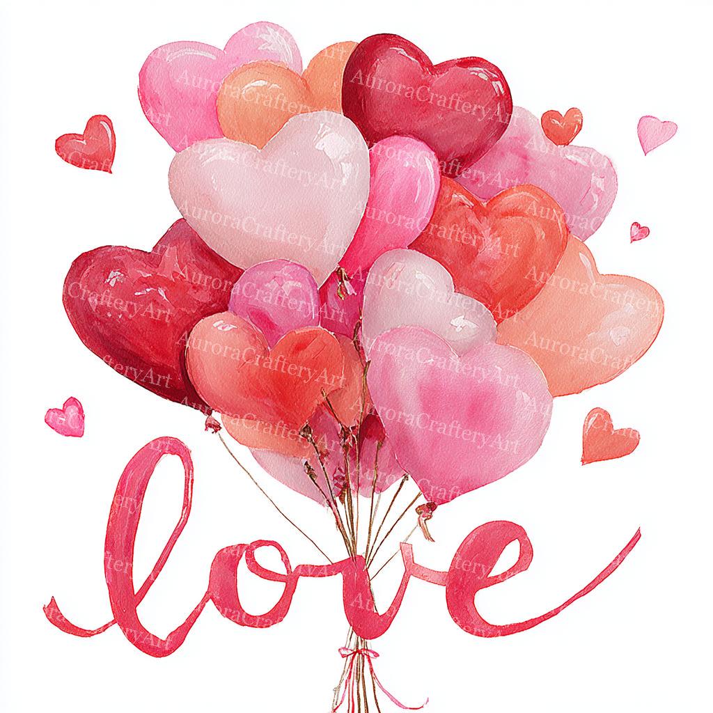 13 Valentine Day Balloons Clipart, Coquette Heart Balloons, Printable ...