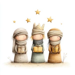 11 Three Kings With Gift Clipart, Christmas Ornament, Christmas Card ...