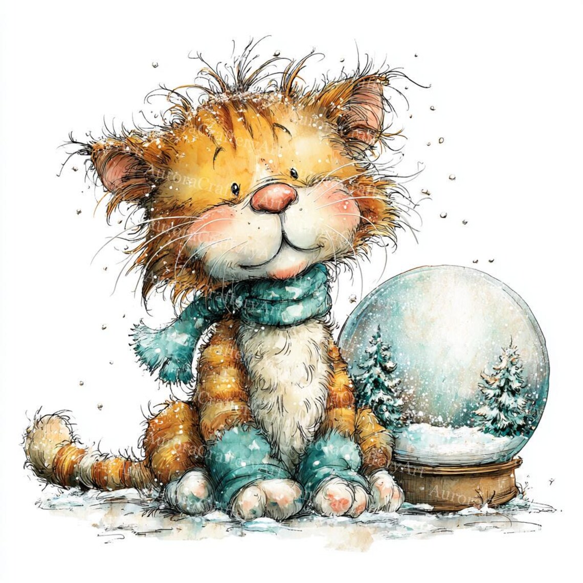 14 Watercolor Christmas Cats Clipart, Whimsical Holiday Designs for ...