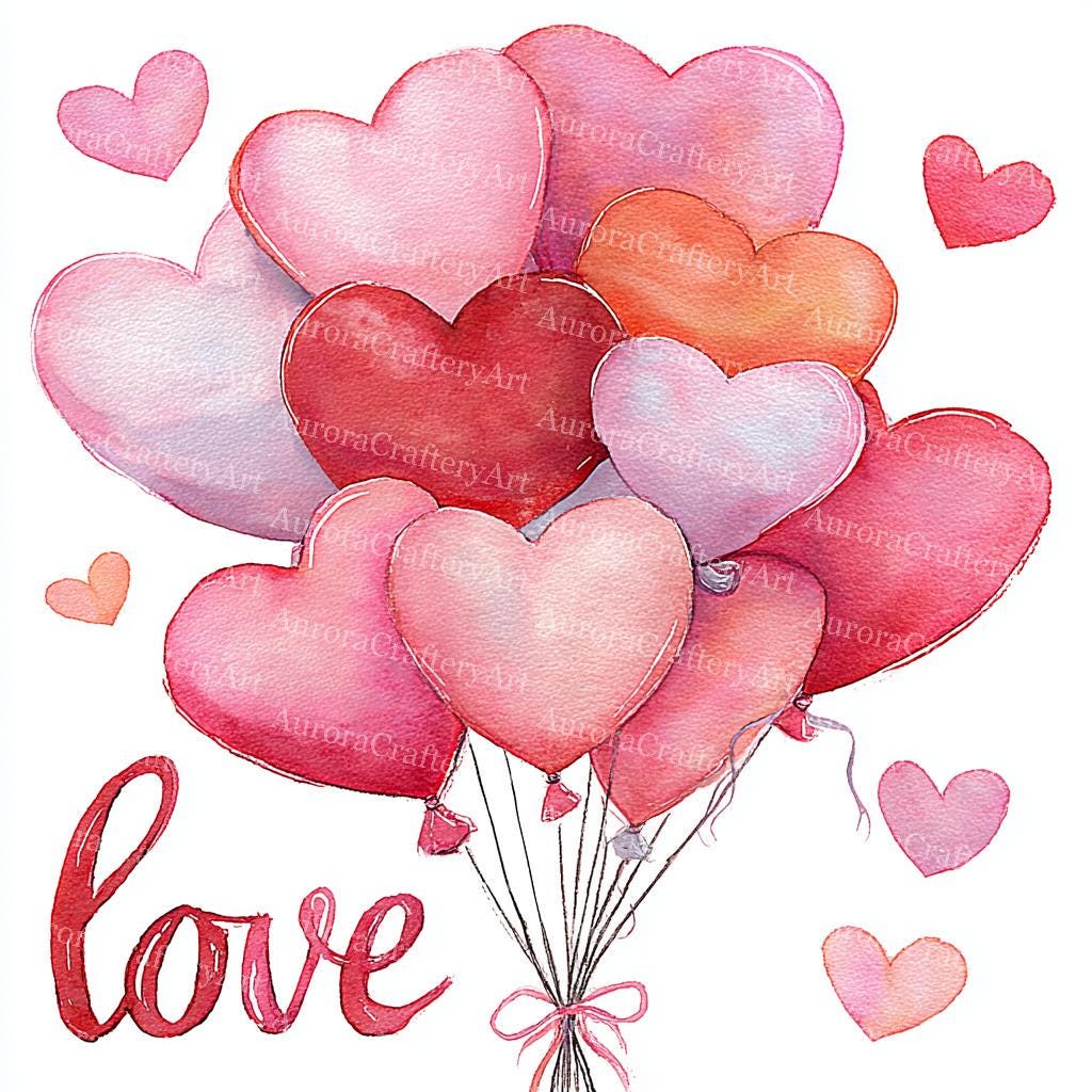 13 Valentine Day Balloons Clipart, Coquette Heart Balloons, Printable ...