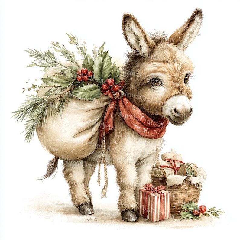 23 Cute Christmas Animal Clipart, Bunny, Bear, Fox, Penguin, Reindeer ...