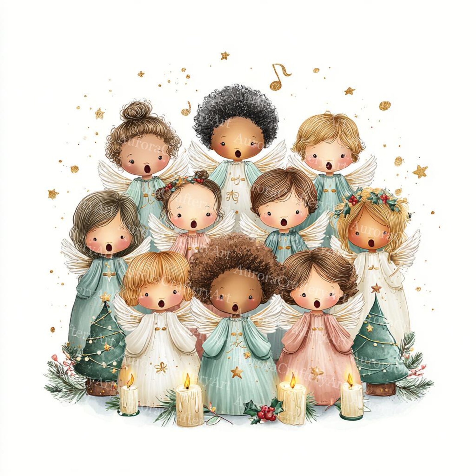 14 Singing Christmas Angel Clipart, Holiday Ephemera, Christmas Card ...