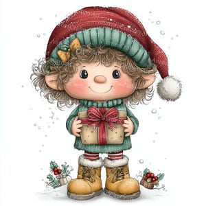 28 Christmas Elf Clipart,holiday Gifts, Festive Elf, Santa Helper ...