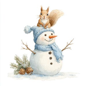 14 Winter Friends Clipart, Snowman Squirrel, Cute Holiday for Crafts ...