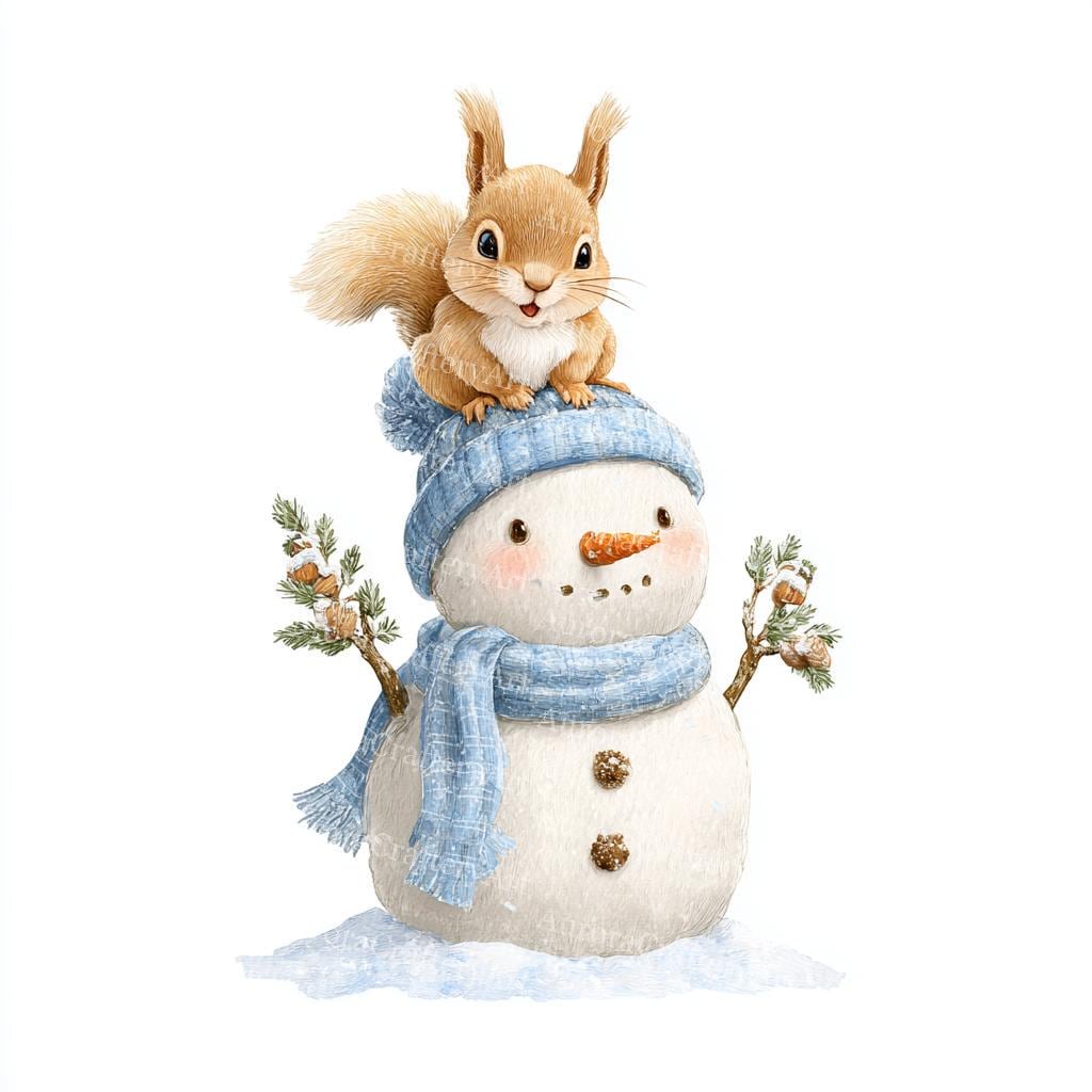 14 Winter Friends Clipart, Snowman Squirrel, Cute Holiday for Crafts ...