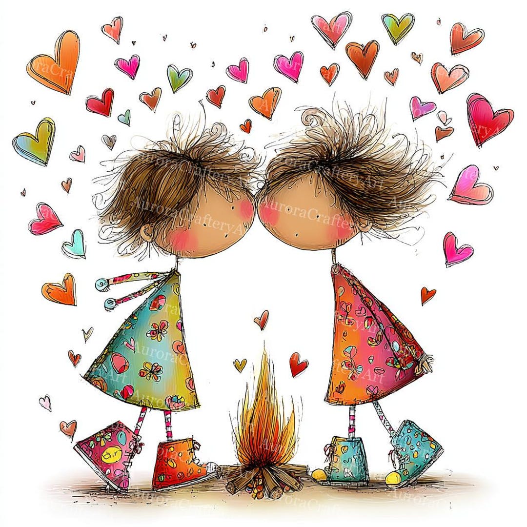 19 Whimsical Valentine Day Couple Clipart, Whimsical Watercolor Love ...