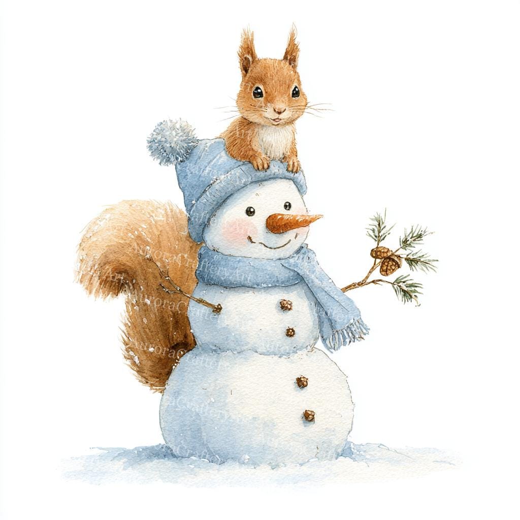 14 Winter Friends Clipart, Snowman Squirrel, Cute Holiday for Crafts ...