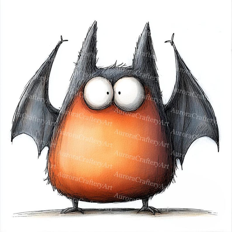 15 Quirky Bats Clipart, DIY Invitations and Card Making, Cute & Funny ...
