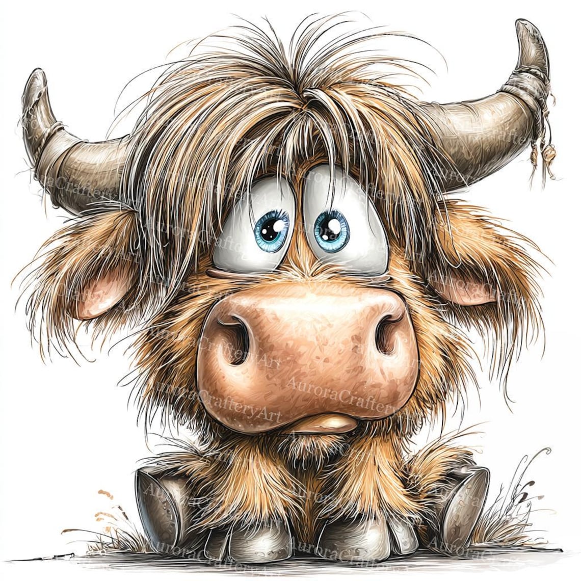 14 Quirky Highland Cow Clipart, Farm Cow Clipart, Funny Cow, Printable ...