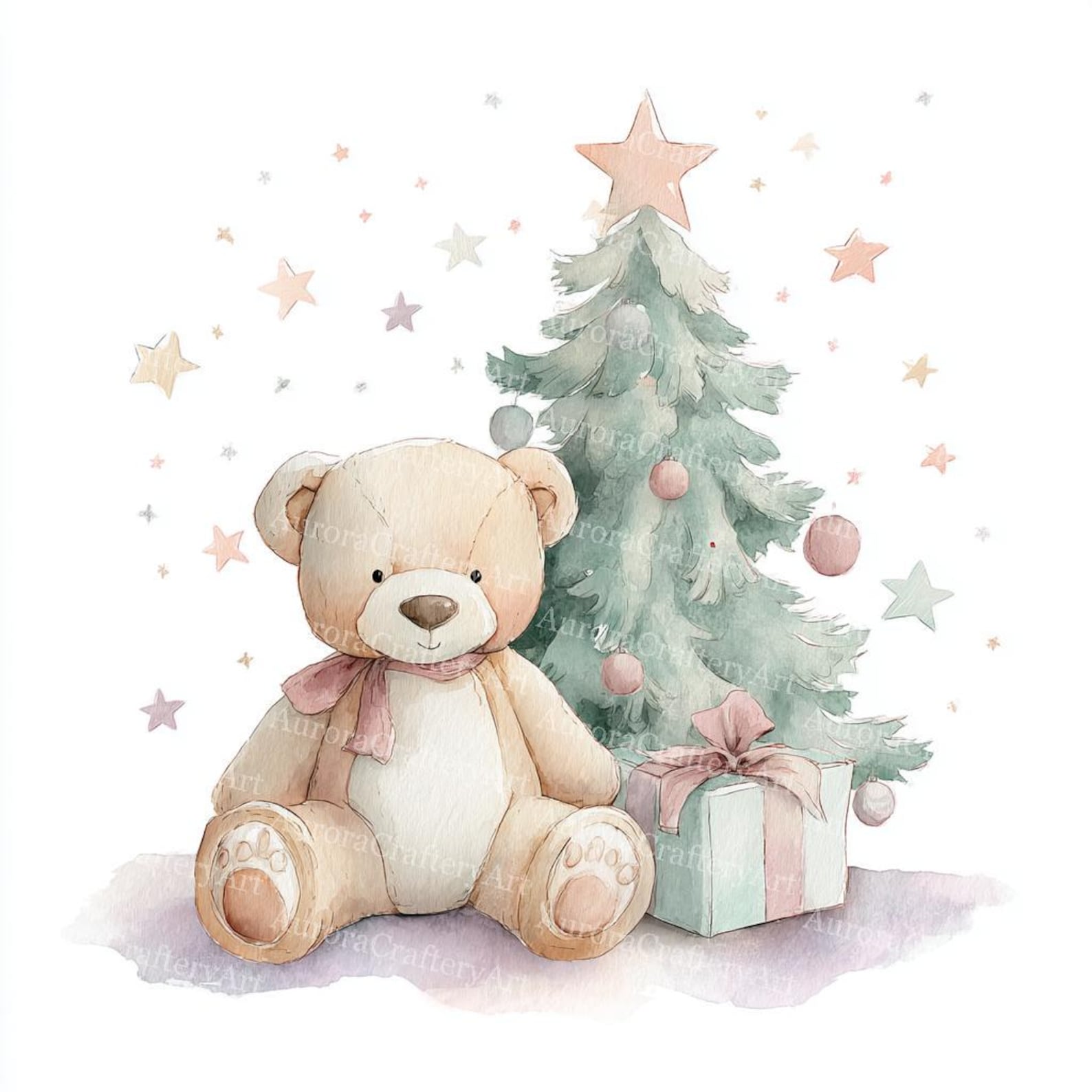12 Christmas Bear Clipart, Christmas Tree, Digital Planner, Digital ...