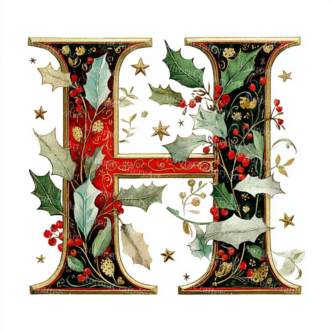 26 Christmas Alphabet Clipart, Festive Holiday Letters, Christmas Card ...