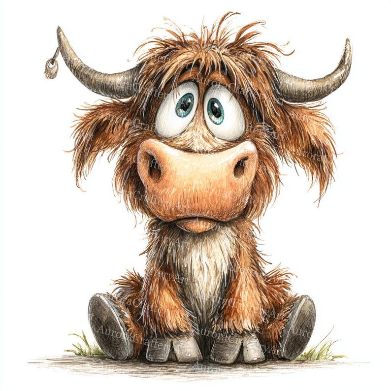 14 Quirky Highland Cow Clipart, Farm Cow Clipart, Funny Cow, Printable ...