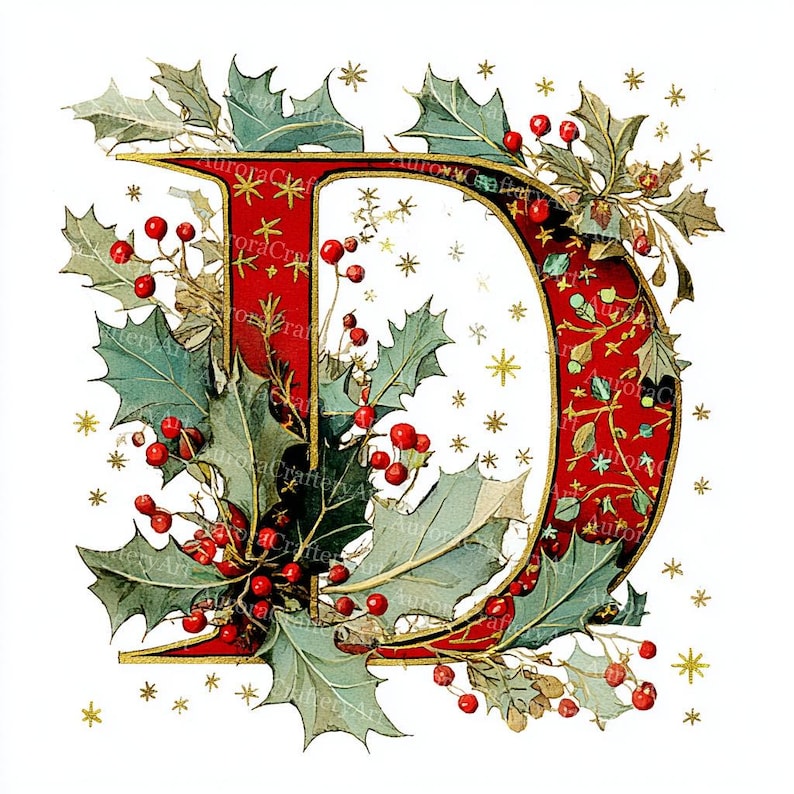 26 Christmas Alphabet Clipart, Festive Holiday Letters, Christmas Card ...