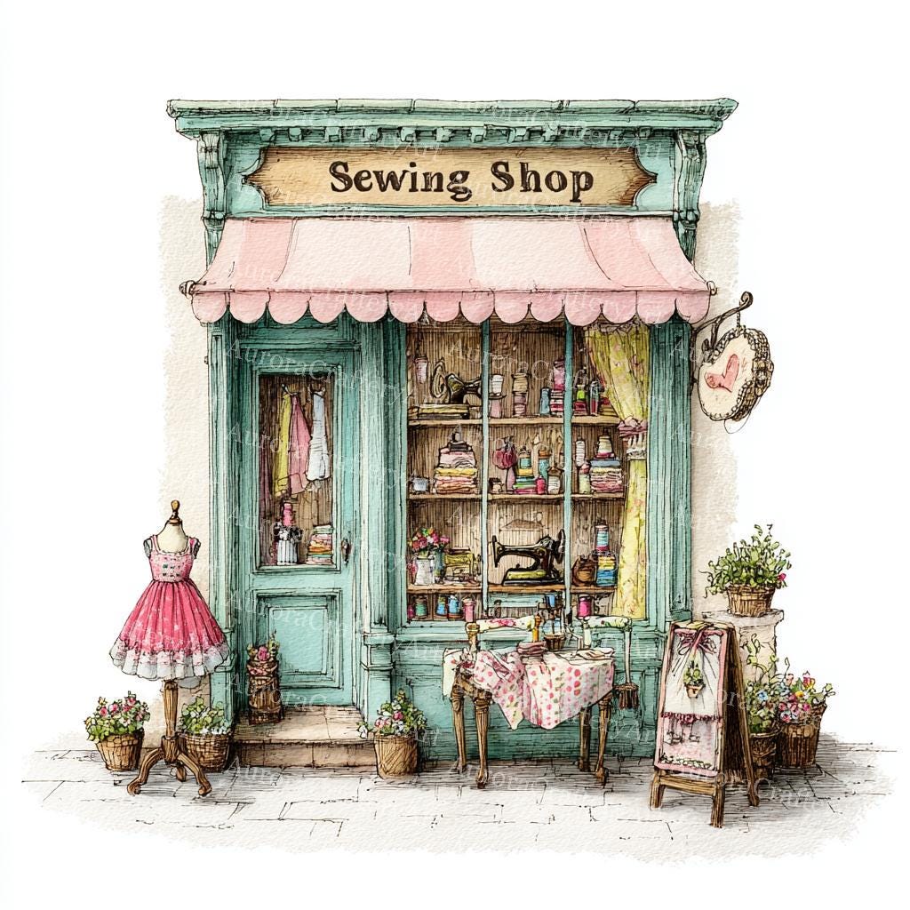 13 Cute Shop Clipart Collection, Whimsical Watercolor Illustrations ...