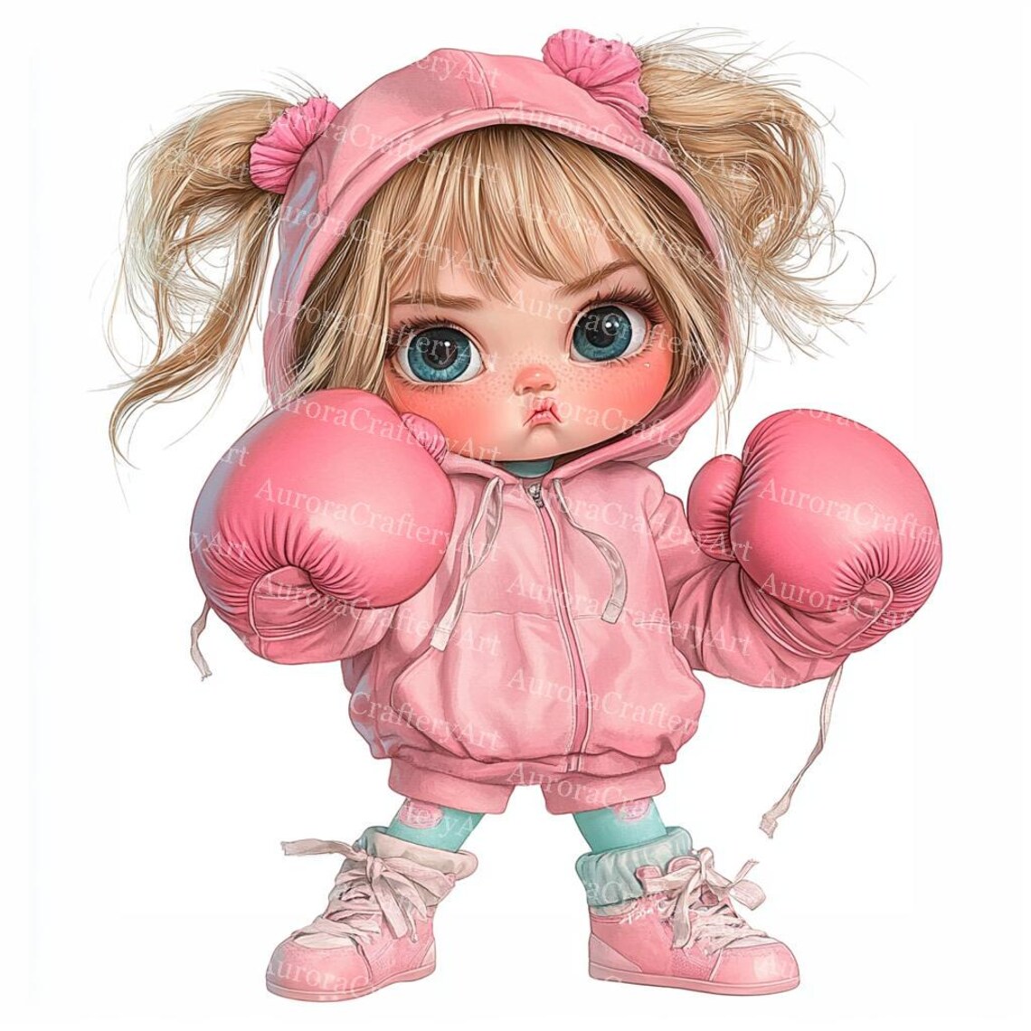 18 Quirky Boxing Girl Clipart, Whimsical Girl, Cute Pink Girl ...
