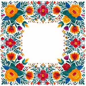 24 Mexican Fiesta Flowers Clipart, Vibrant Watercolor Otomi Floral ...