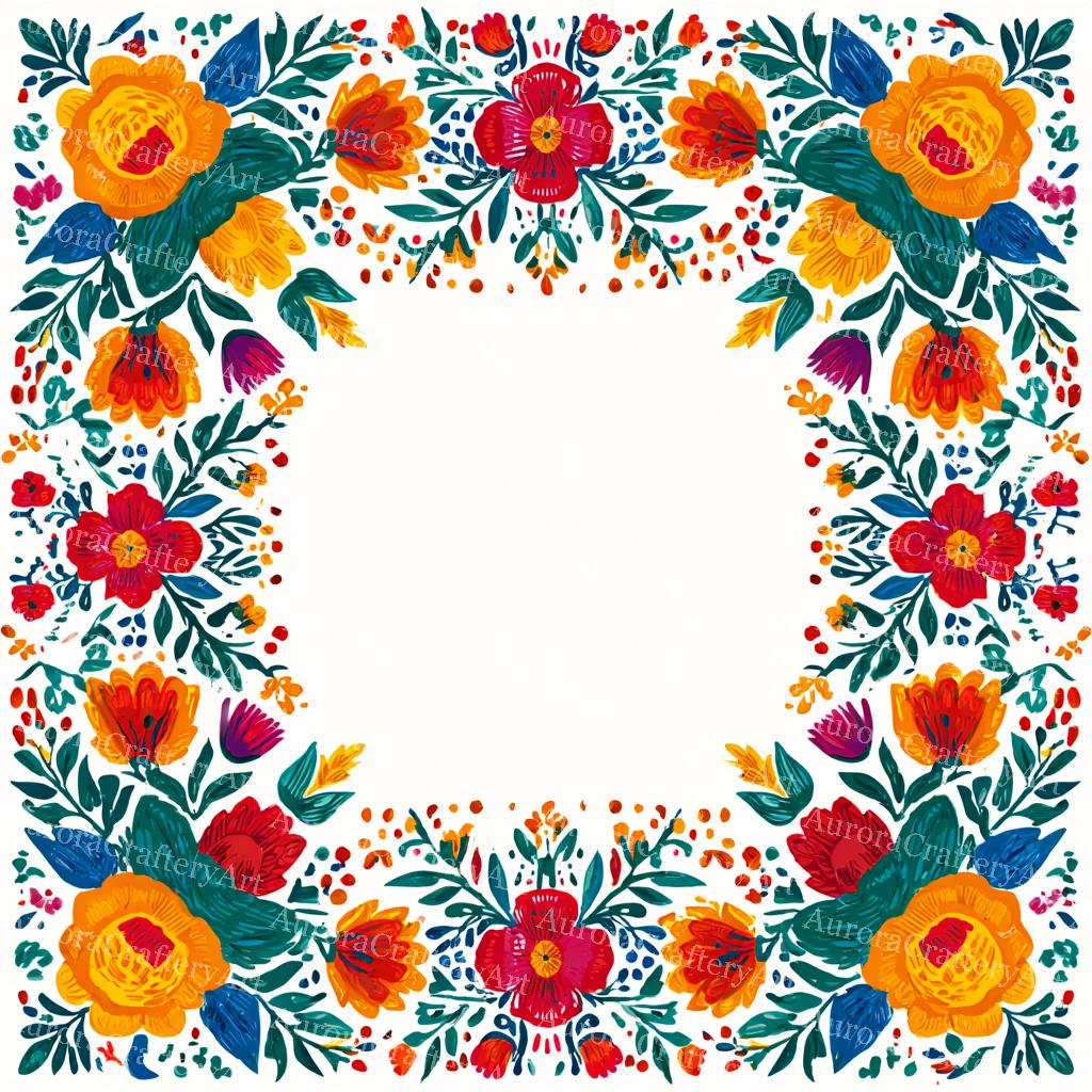 24 Mexican Fiesta Flowers Clipart, Vibrant Watercolor Otomi Floral ...