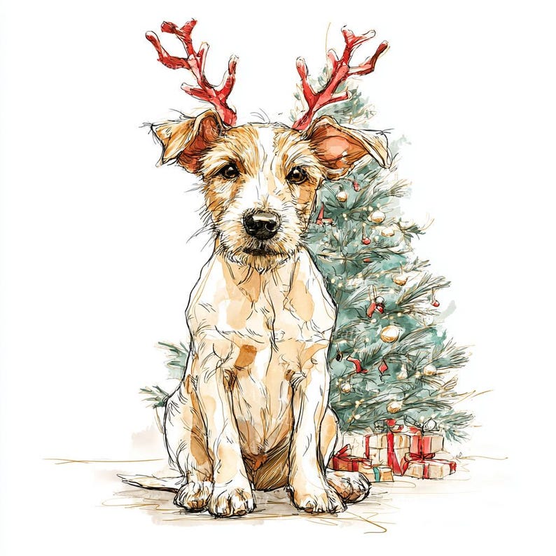 22 Christmas Dog Clipart, Watercolor Illustration, Holiday Art, Pet ...