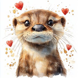 19 Otter Clipart, Animal Clipart Bundle, Printable Watercolor Clipart ...