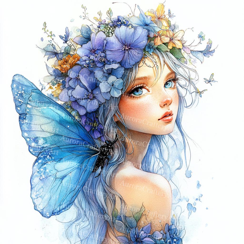 12 Floral Fairy Clipart, Festive Fairy Clipart, Printable Watercolor ...