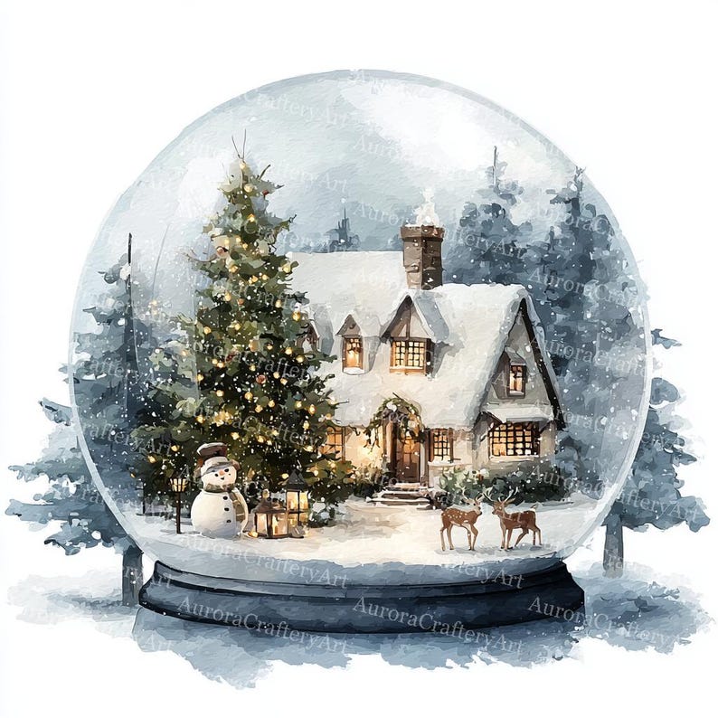 15 Winter Snow Globe Clipart, Winter Festive Clipart, Printable ...