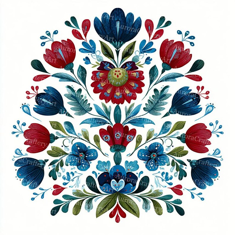 19 Mexican Fiesta Flowers Clipart, Vibrant Watercolor Otomi Floral ...