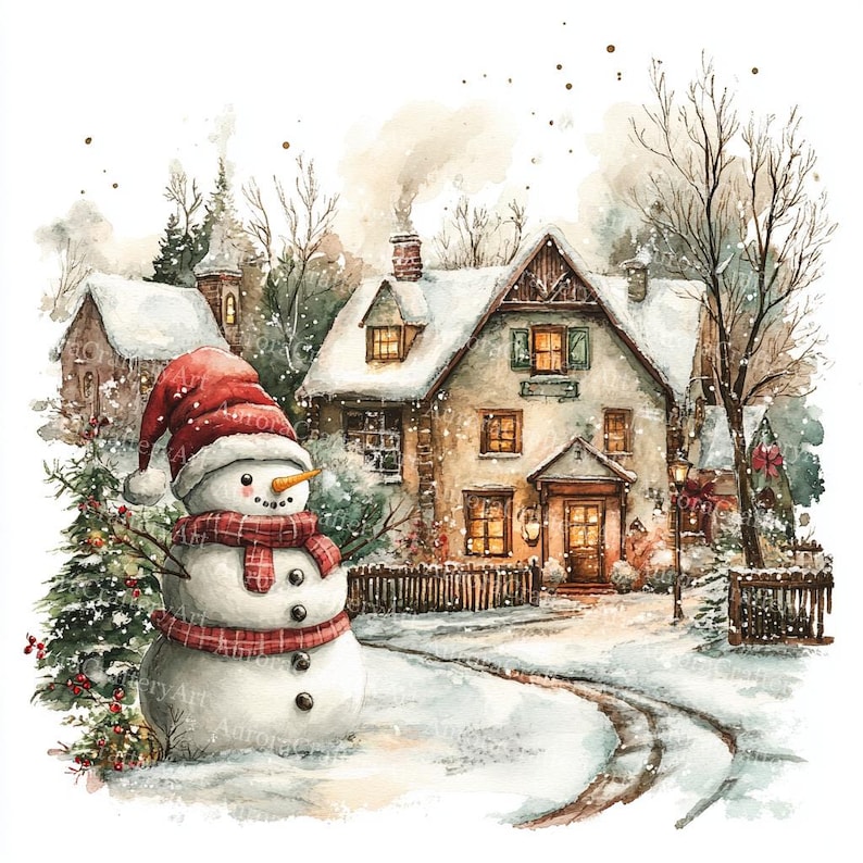 22 Christmas Winter Scenes Clipart, Snowy Landscapes Graphics ...