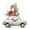 Christmas Car PNG Clipart, Watercolor 28 Xmas Car Scenery Illustration ...