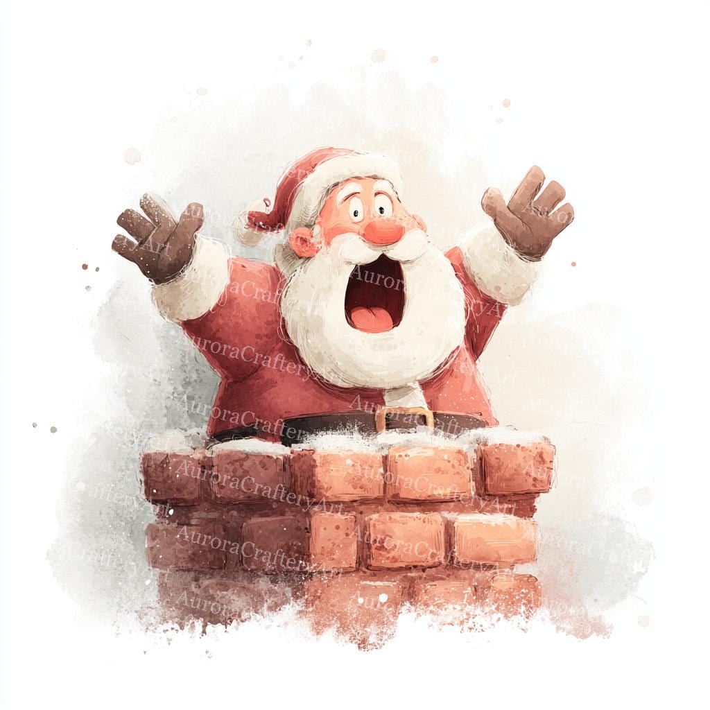 17 Funny Xmas Santa Chimney Clipart, Christmas Winter, High Quality ...