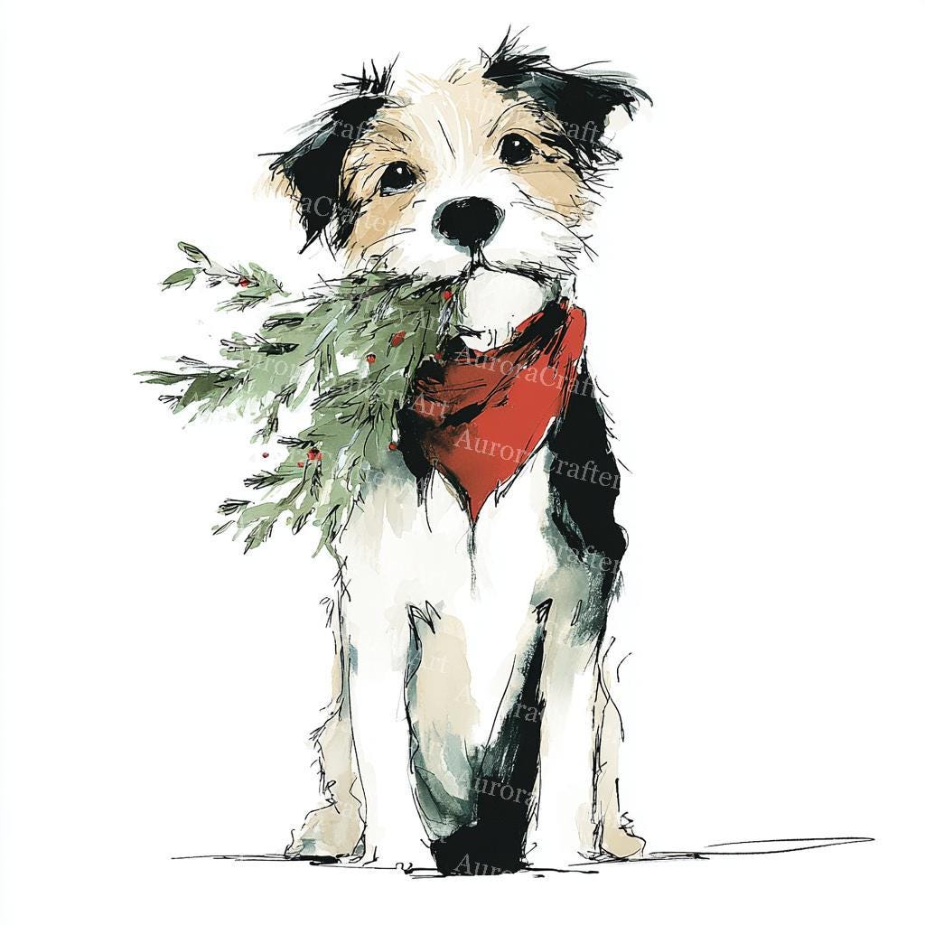 44 Christmas Dog Clipart, Watercolor Illustration, Holiday Art, Pet ...