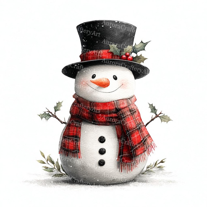20 Vintage Christmas Snowman Clipart, Retro Winter Snowman, Printable ...