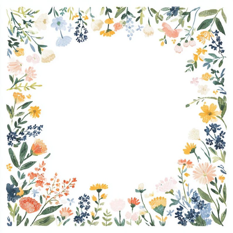 18 Cute Floral Frames Clipart, Spring Florals Frame Borders, Wildflower ...