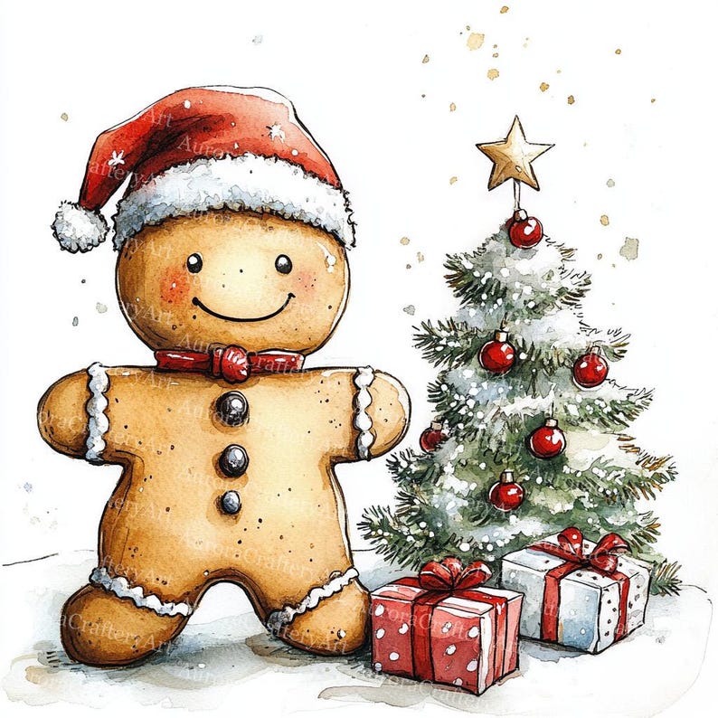 16 Happy Gingerbread Man Clipart, Christmas Gingerber, Christmas Card ...