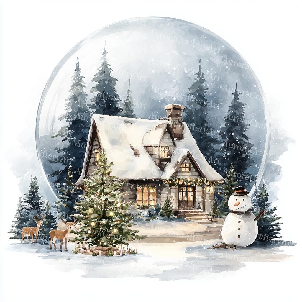 15 Winter Snow Globe Clipart, Winter Festive Clipart, Printable ...