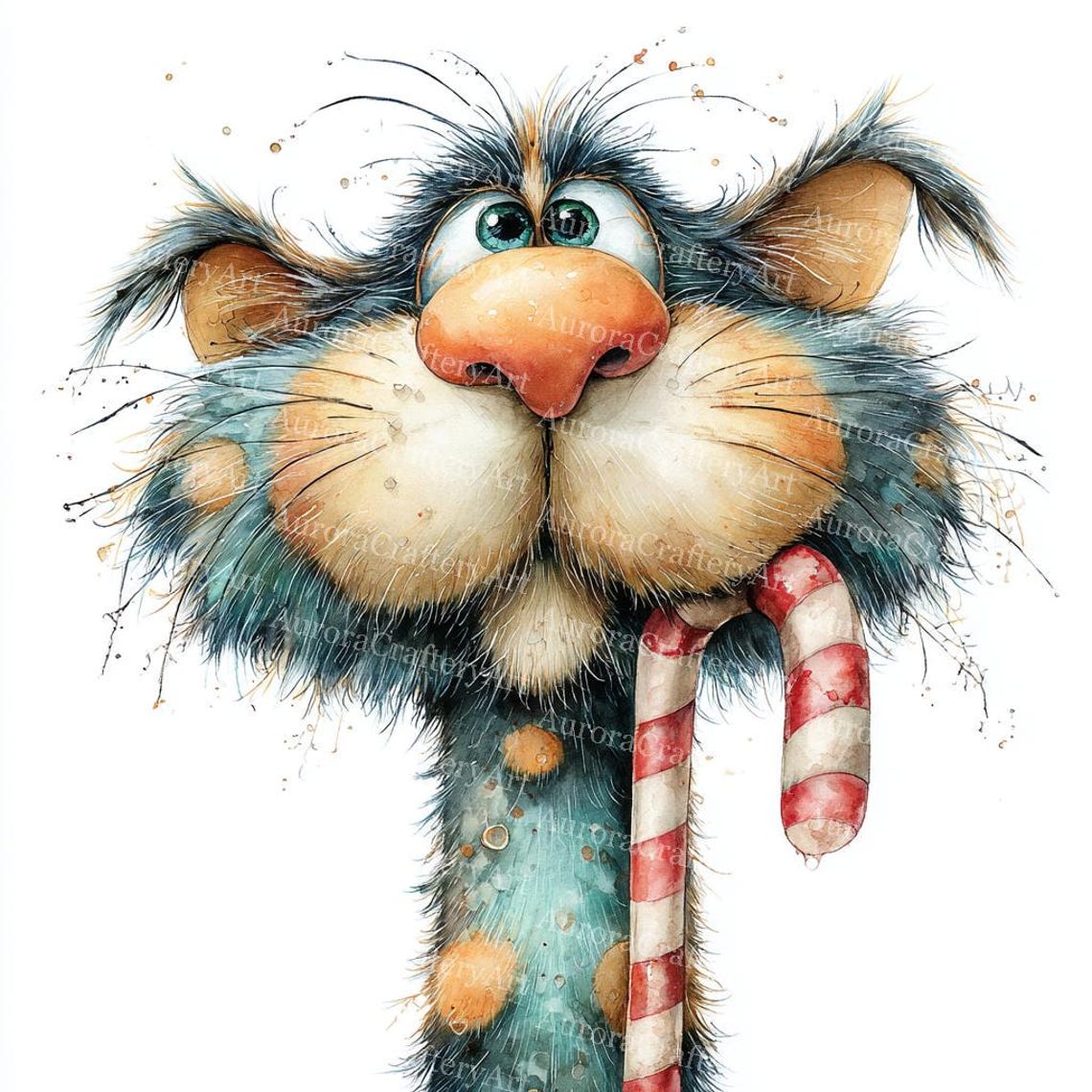 14 Watercolor Christmas Cats Clipart, Whimsical Holiday Designs for ...