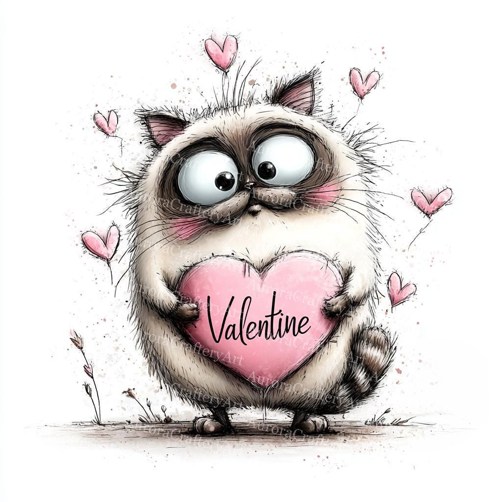 13 Valentine Animals Clipart, Romantic Watercolor Love, Festive Jpgs ...