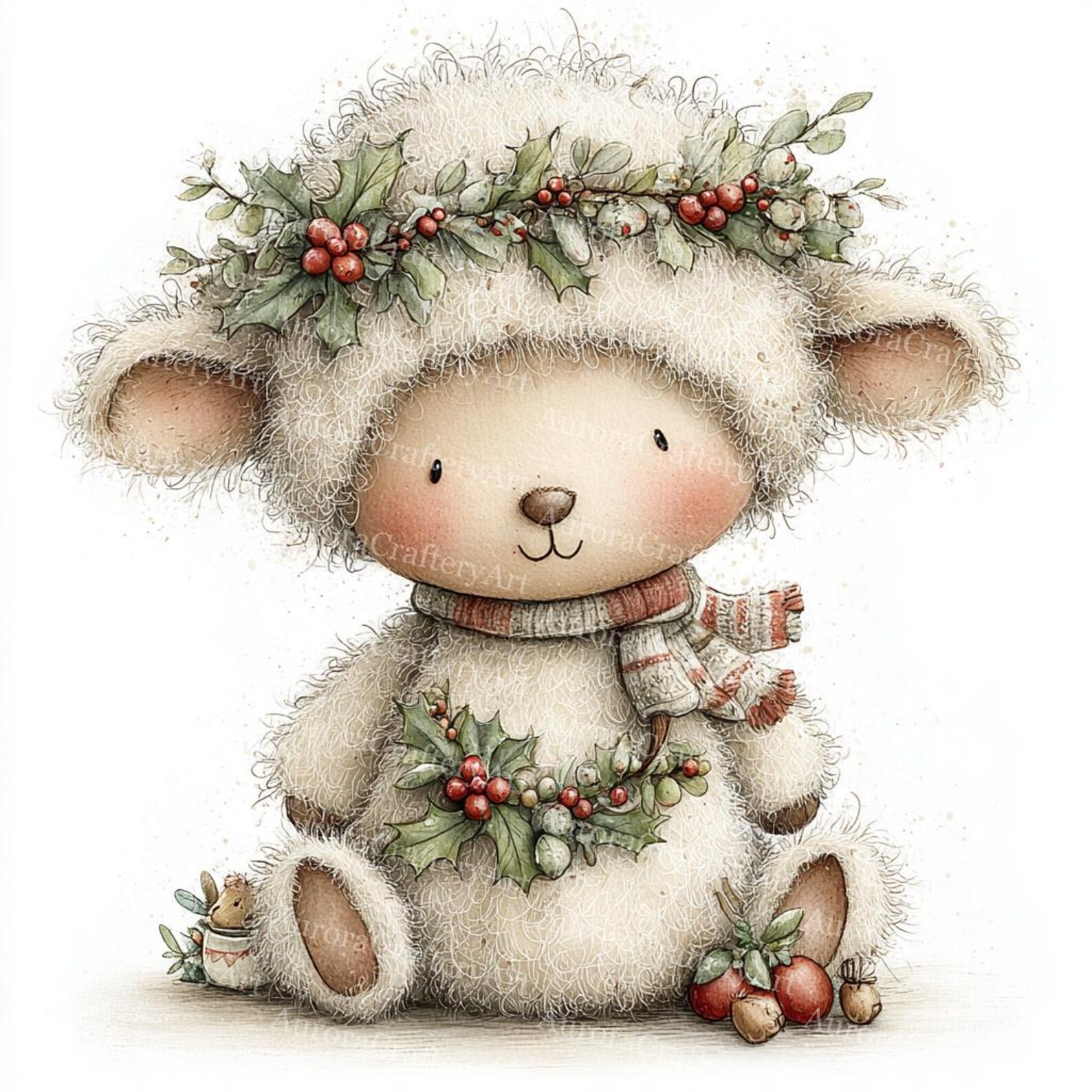 17 Cute Christmas Sheep Clipart, Holiday Lamb, Christmas Card ...