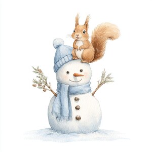14 Winter Friends Clipart, Snowman Squirrel, Cute Holiday for Crafts ...